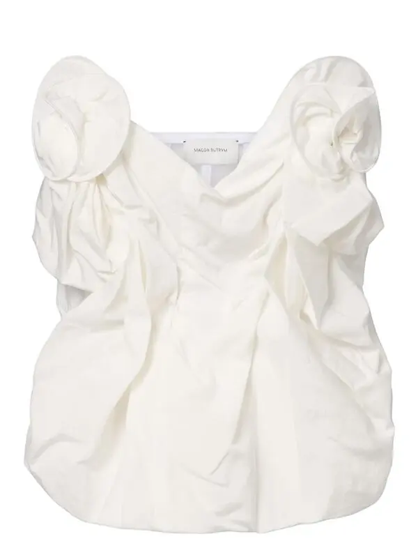 Magda Butrym Draped Cotton And Silk Bustier Top - White