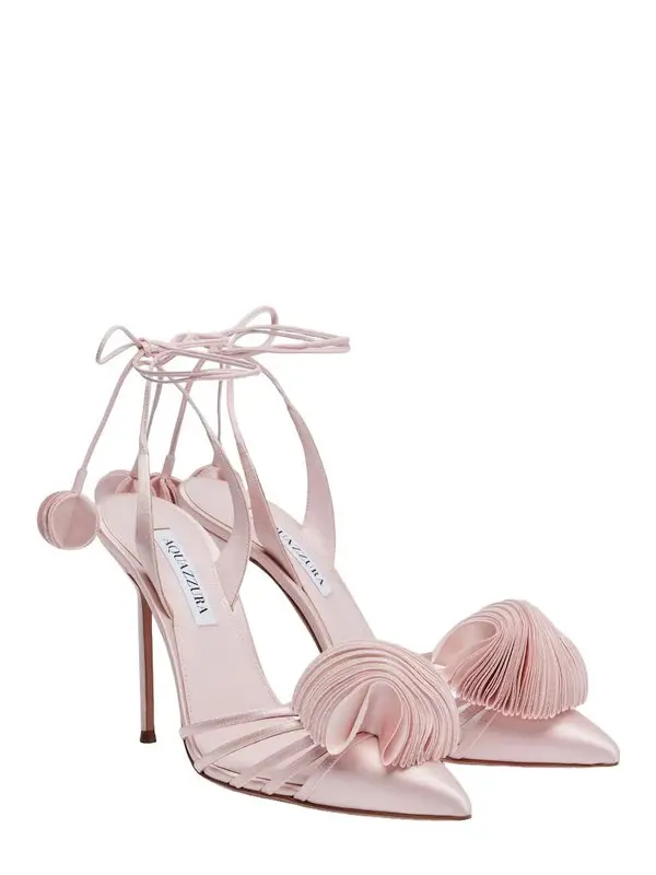 AQUAZZURA Wild Bloom Satin Slingback Pumps - Pink