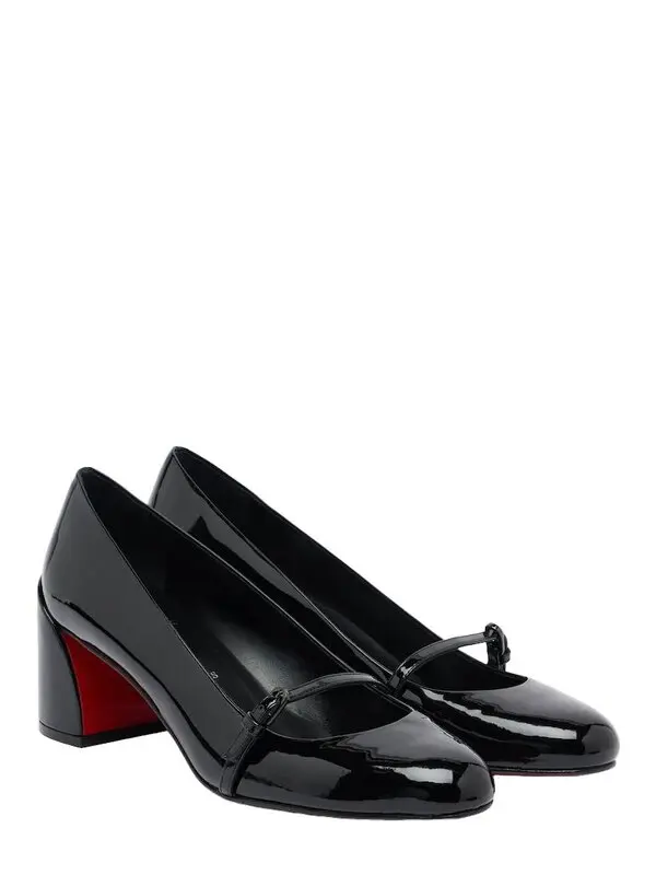 CHRISTIAN LOUBOUTIN Jane Nina Patent Leather Mary Jane Pumps - Black