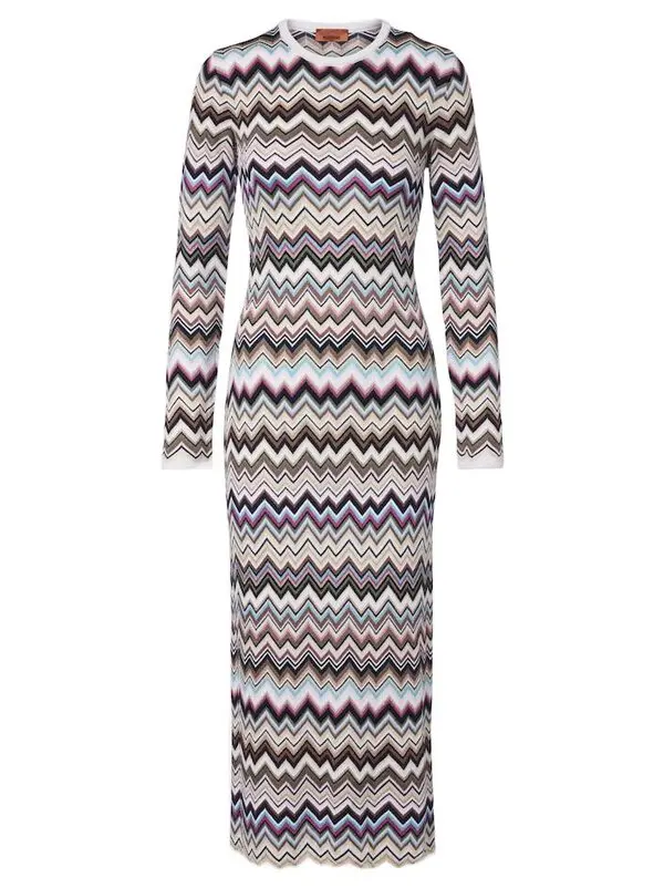 Missoni Zigzag Knitted Wool-blend Midi Dress - Multicoloured