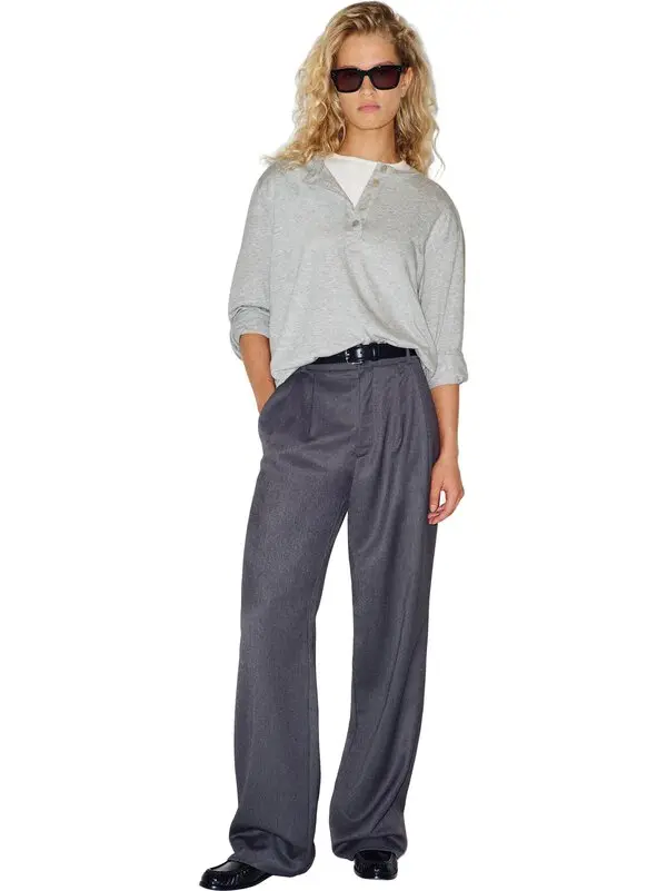 REFORMATION Marcus Oversized Henley T-shirt Heather - Grey