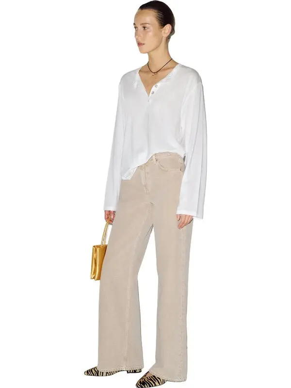 REFORMATION Marcus Oversized Henley T-shirt - Ivory