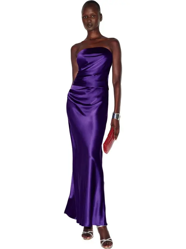 REFORMATION Meshea Silk Strapless Maxi Dress - Purple