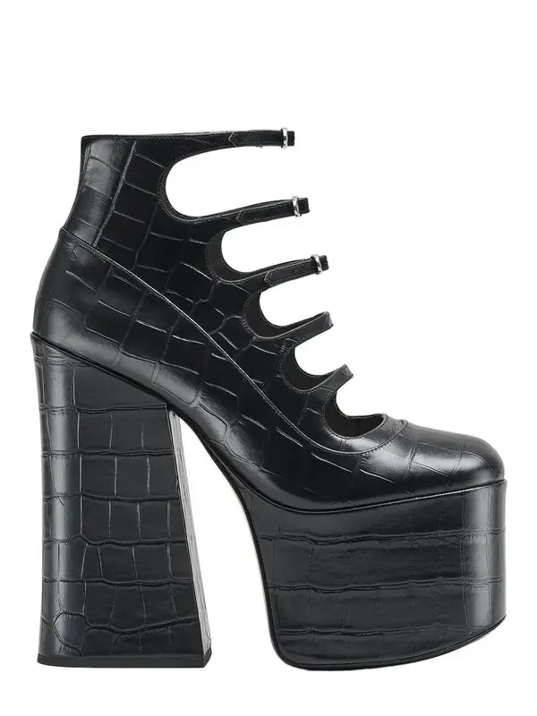Marc Jacobs Croc Embossed Kiki Ankle Boots - Black