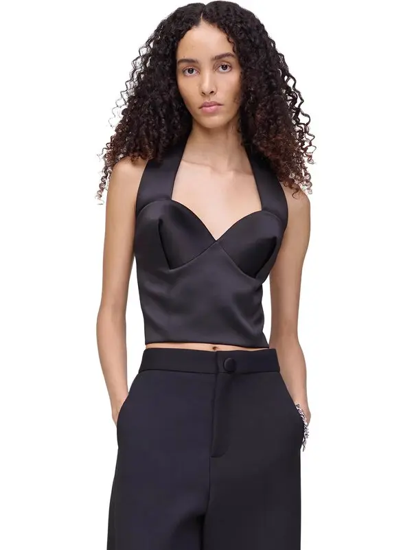 Marc Jacobs Sculpted Satin Halter Top - Black