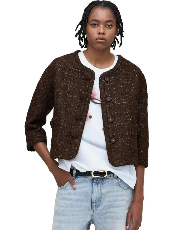 Marc Jacobs Tweed Backwards Lady Jacket - Espresso