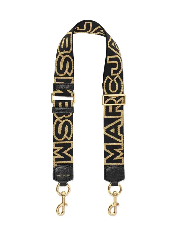 Marc Jacobs The Outline Logo Webbing Strap - Black/gold