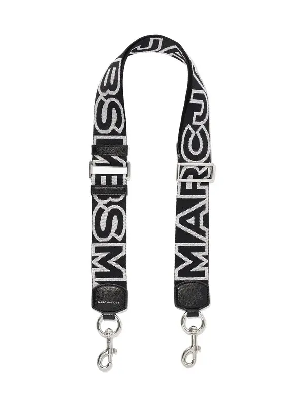 Marc Jacobs The Outline Logo Webbing Strap - Black/silver