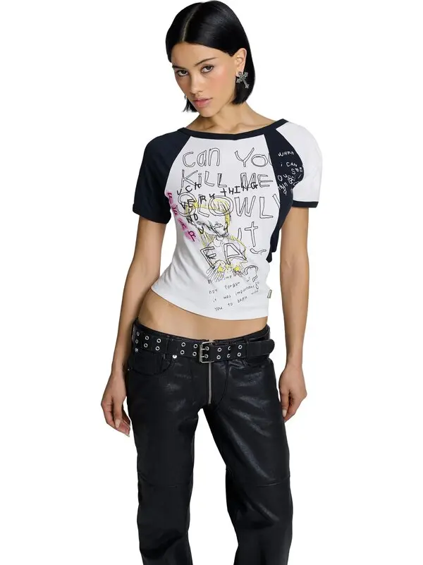 Marc Jacobs Twisted Baby Tee With Graphic Print - White Multi