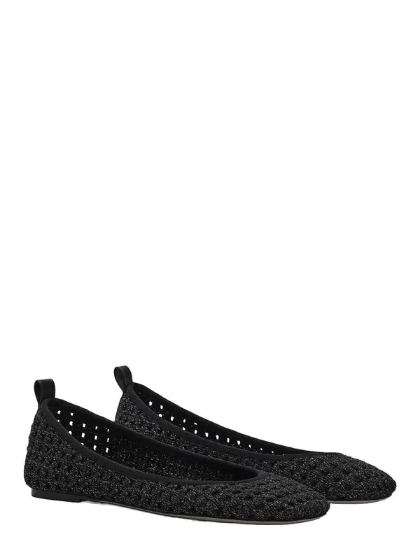 Marc Jacobs The Crochet Lace Up Ballerina In Size - Onyx