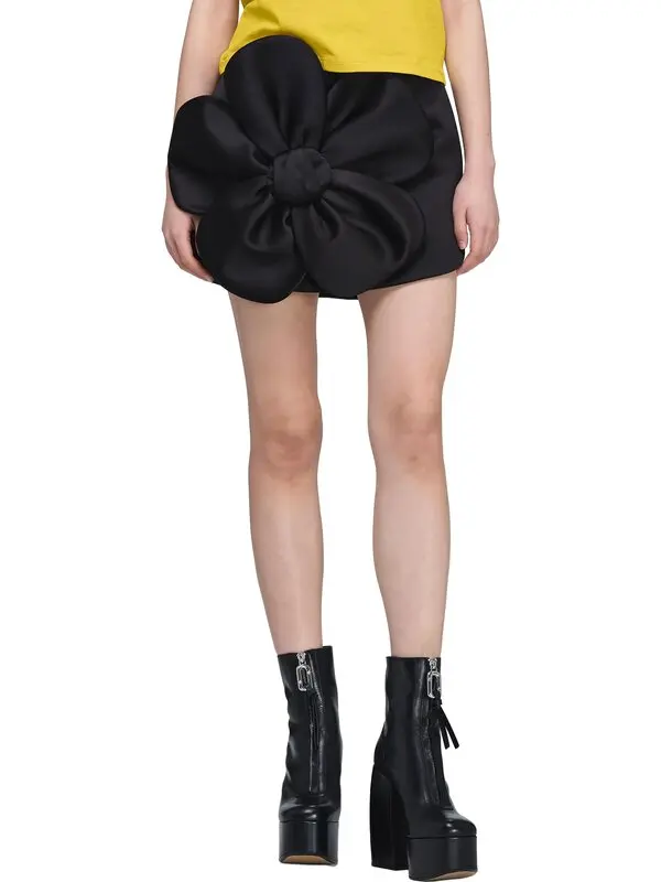 Marc Jacobs Oversized Daisy Satin Circle Skirt - Black