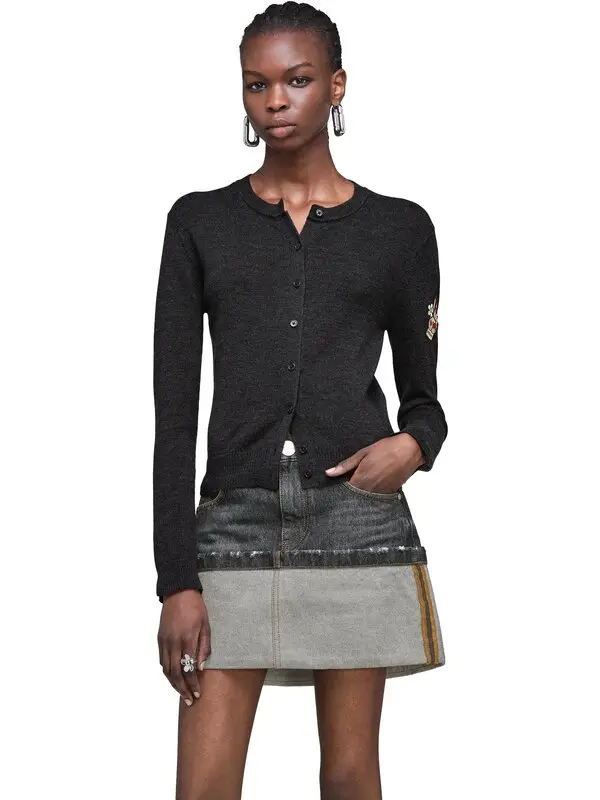 Marc Jacobs Embroidered Patch Cardigan - Charcoal