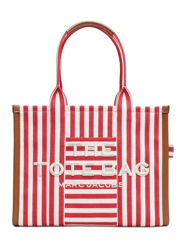 Marc Jacobs The Stripe Canvas Large Tote Bag - True Red Multi