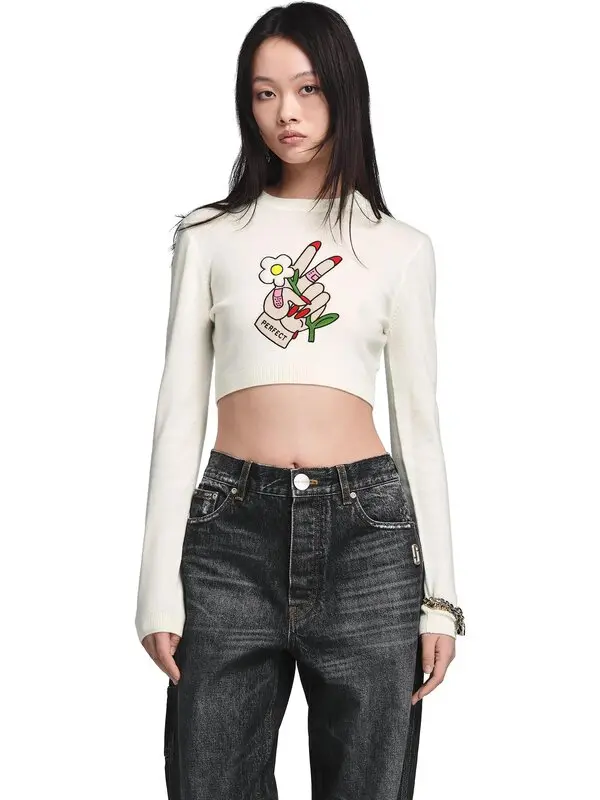 Marc Jacobs Tattoo Patch Crop Longsleeve - Ivory