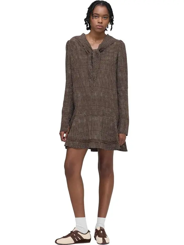 Marc Jacobs Sailor Longsleeve Dress In Size - Espresso Multi
