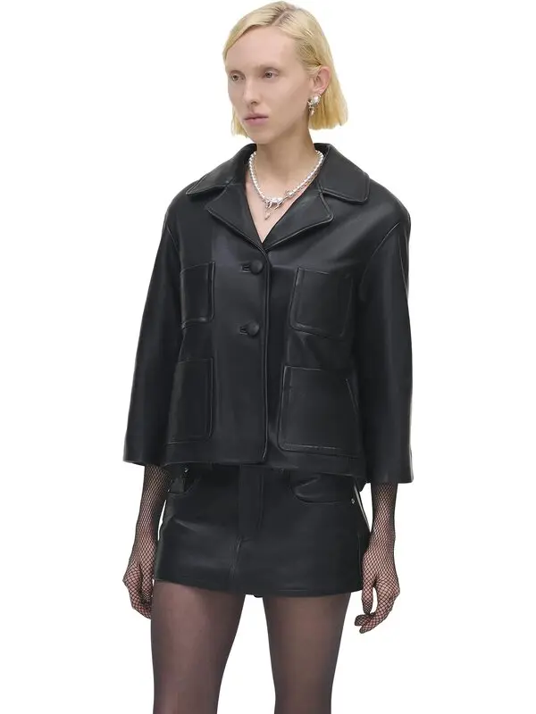 Marc Jacobs Leather Lady Jacket - Black