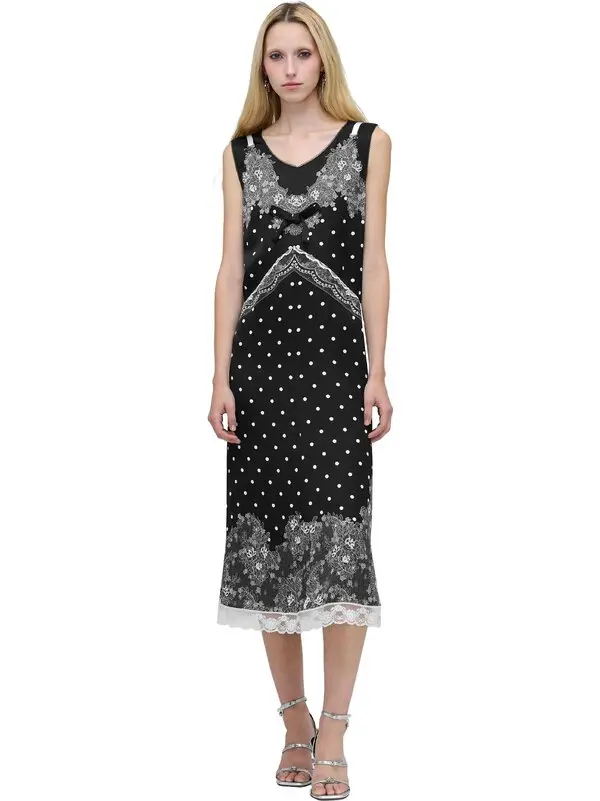 Marc Jacobs Trompe L'oeil Slip Midi Dress - Black Multi