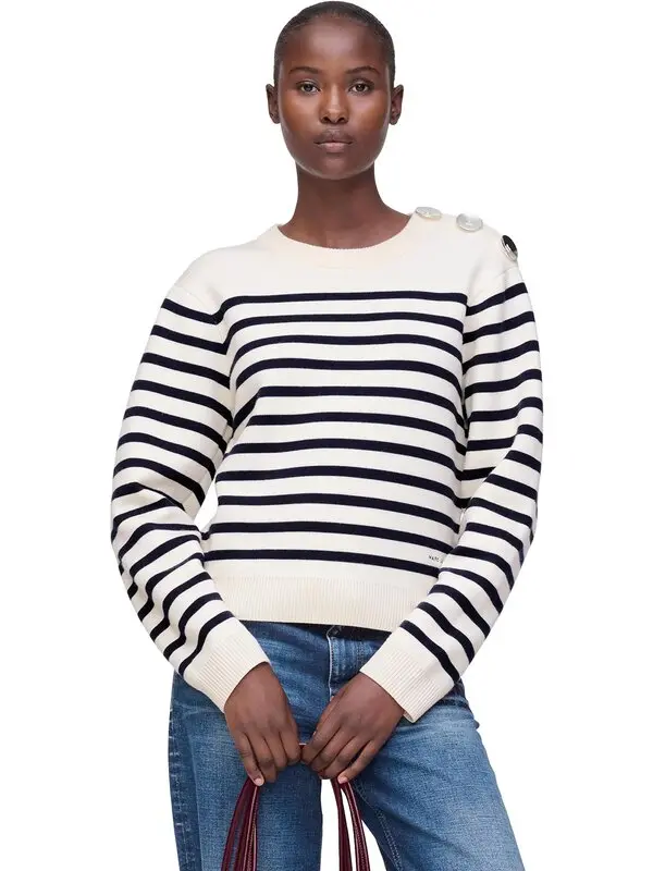 Marc Jacobs Breton Stripe Crewneck - White/navy