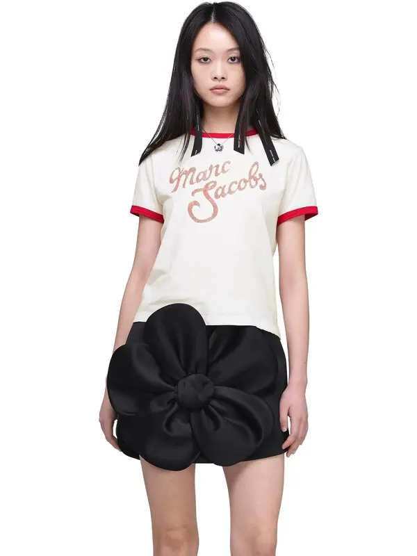 Marc Jacobs Cotton Linen Blend Ringer Tee - White Multi