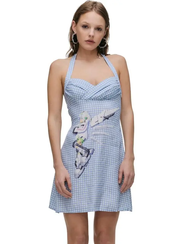 Marc Jacobs Robot Sweetheart Dress In Size - Blue Multi