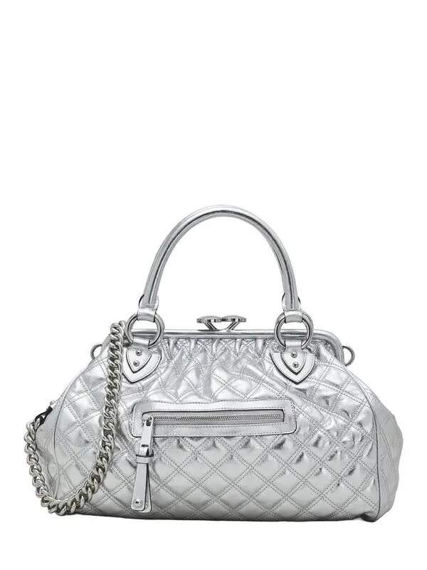 Marc Jacobs Re-edition Quilted Metallic Leather Stam Bag - Silver