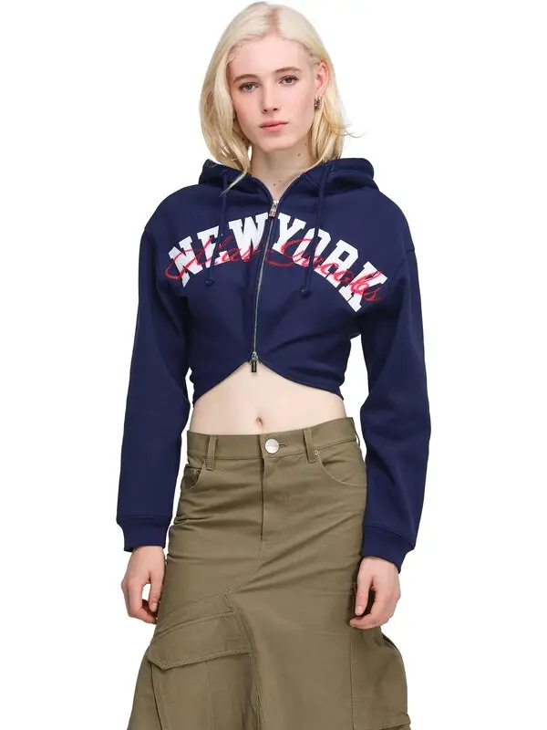 Marc Jacobs Canal St Cropped Zip-up Hoodie - Navy