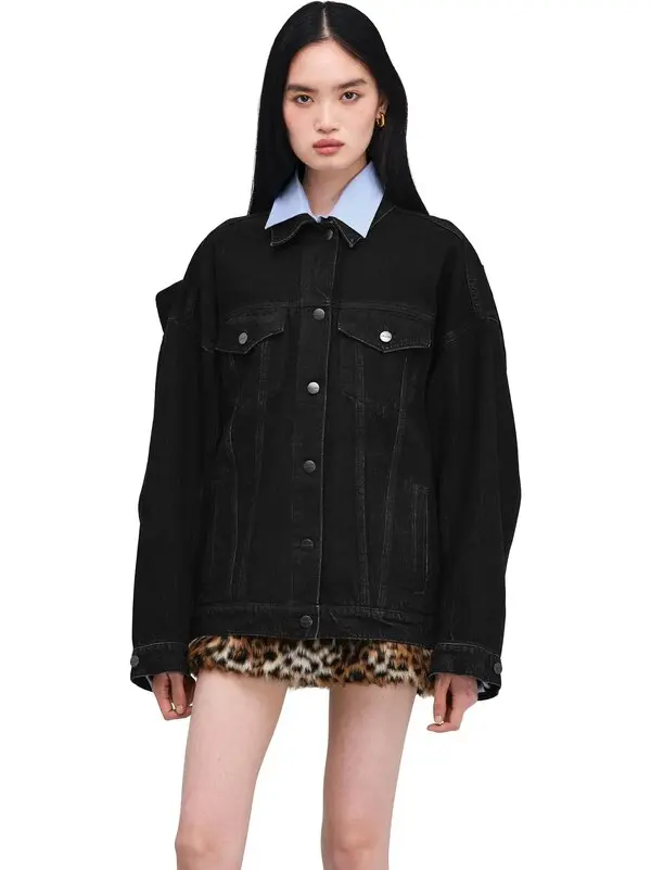 Marc Jacobs Oversized Bow Trucker Jacket - Black