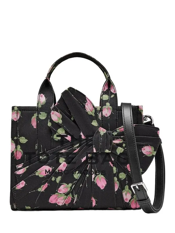 Marc Jacobs Small Floral Canvas Tote With Oversized Bow - Black Multi