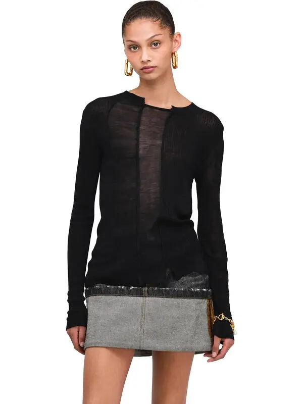 Marc Jacobs Sheer Paneled Knit Longsleeve - Black