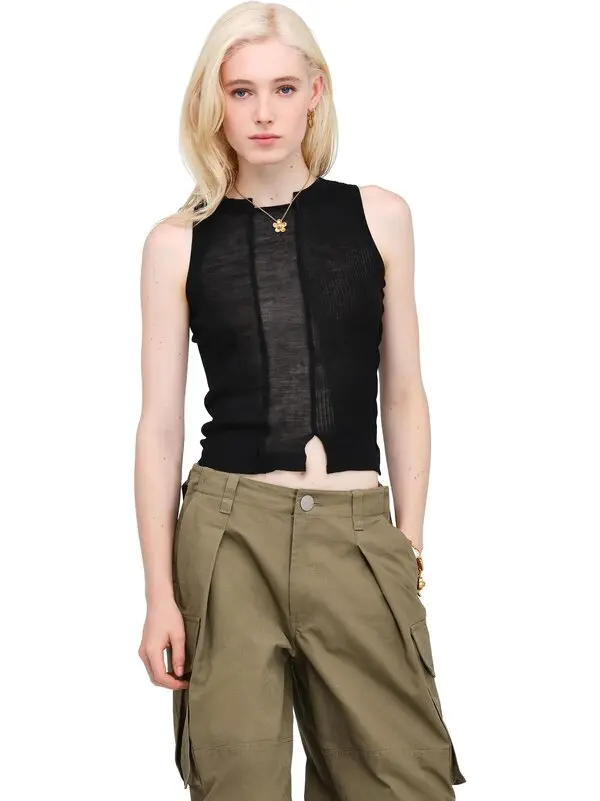 Marc Jacobs Sheer Paneled Knit Tank - Black