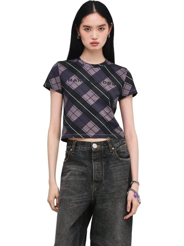 Marc Jacobs Plaid Logo Baby Tee - Purple Multi