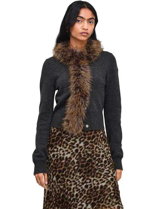 Marc Jacobs Faux Fur Lined Cardigan - Charcoal