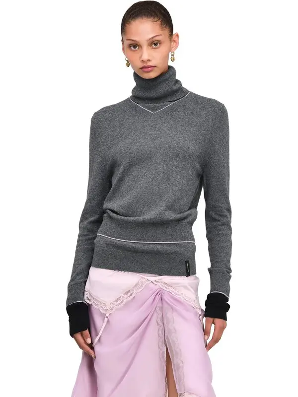 Marc Jacobs Layered Turtleneck Sweater In Size - Grey