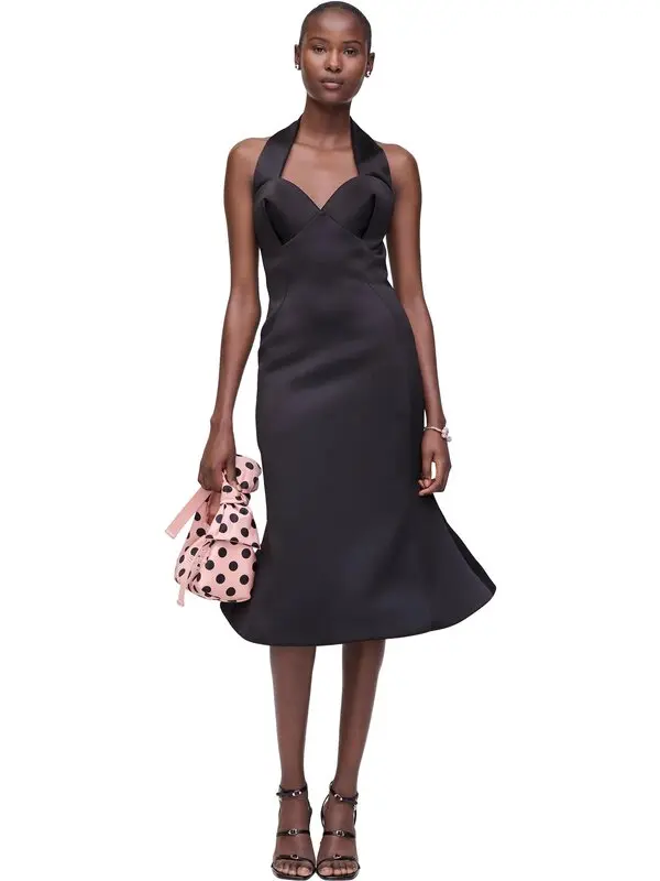Marc Jacobs Sculpted Satin Halter Dress - Black