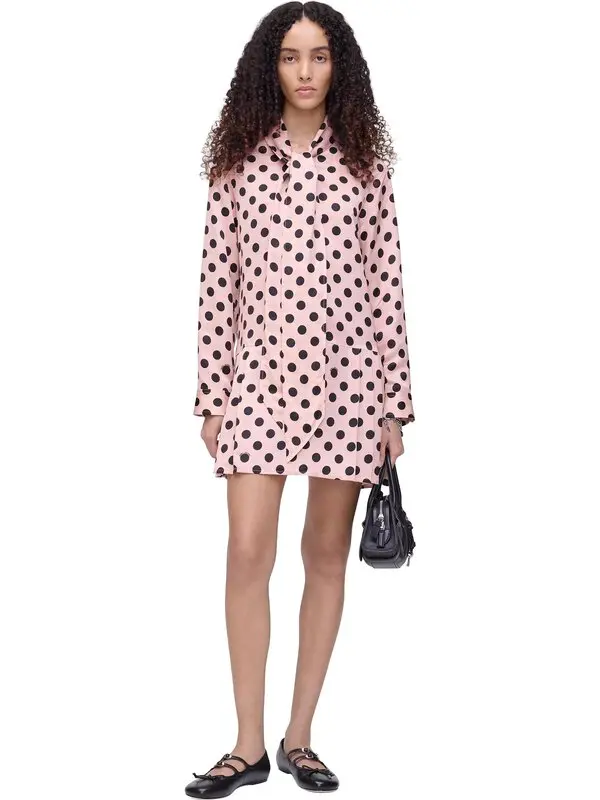 Marc Jacobs Polka Dot Pleated Mini Dress - Peach Multi