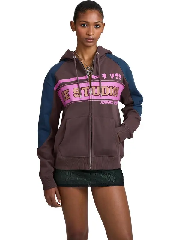 Marc Jacobs X Ice Studios Paneled Zip-up Hoodie - Brown