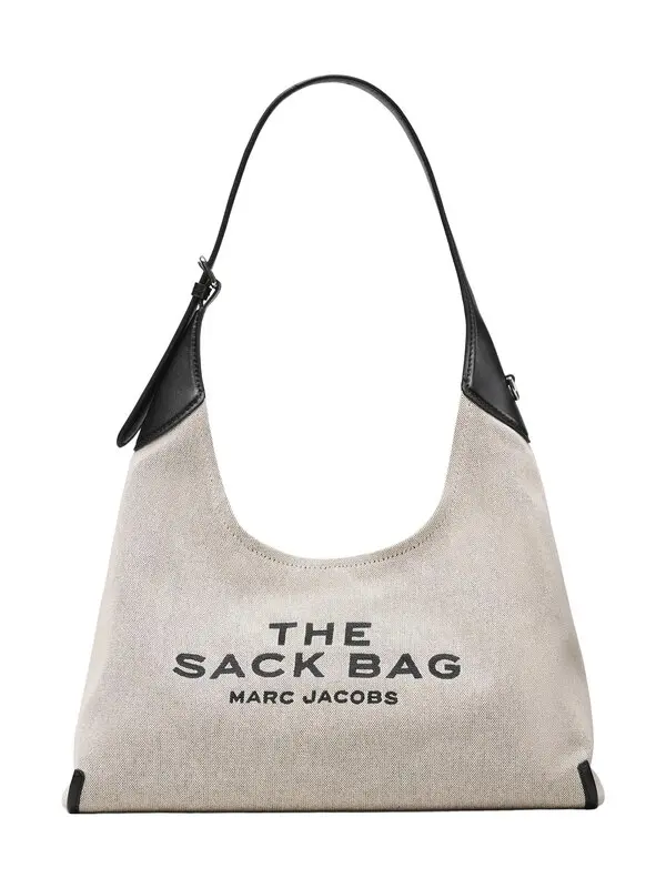 Marc Jacobs The Leather-trim Canvas Belted Sack Bag - Ivory/black