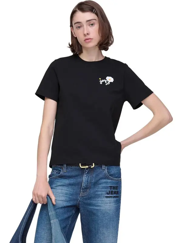 Marc Jacobs Embroidered Daisy Baby Tee - Black
