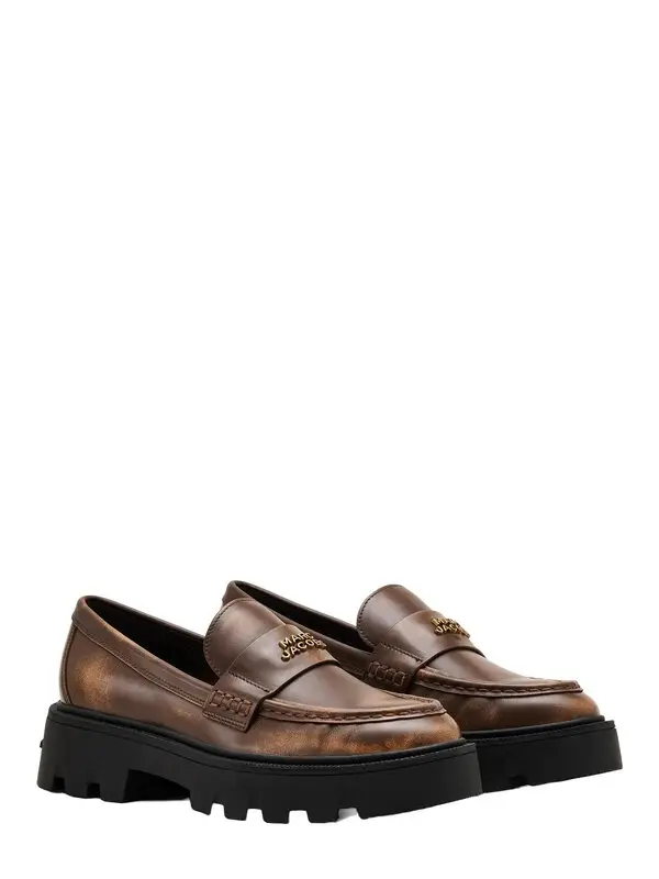 Marc Jacobs The Distressed Leather Frankie Loafer - Ebony
