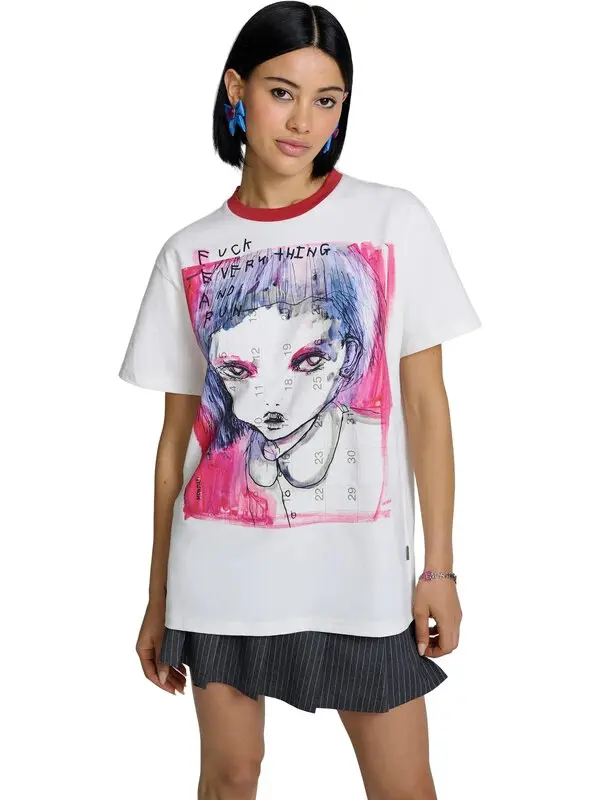 Marc Jacobs Fuck Everything" Ringer T-shirt - White Multi