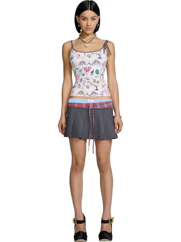 Marc Jacobs Pleated Boxer Skirt In Size - Grey Multi