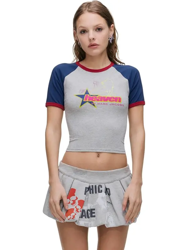Marc Jacobs Heaven Logo Raglan Baby Tee - Grey Multi