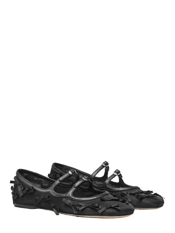 Marc Jacobs The Bow Mesh Kiki Ballerina Flats - Black