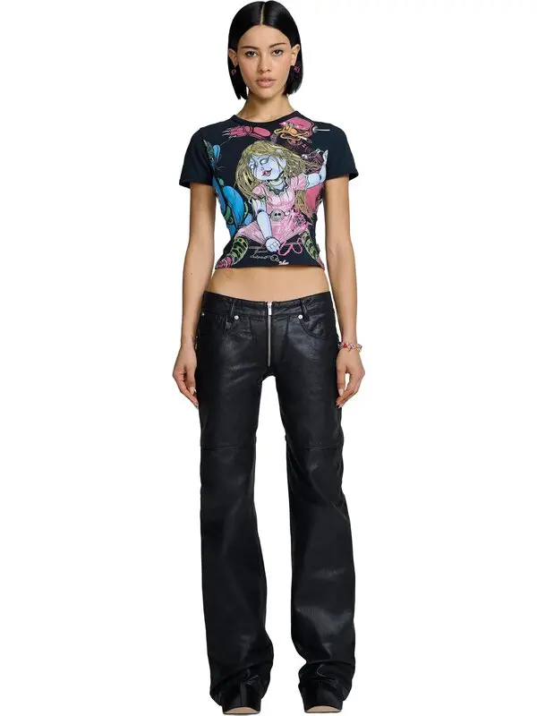 Marc Jacobs Zip Front Coated Jeans - Black