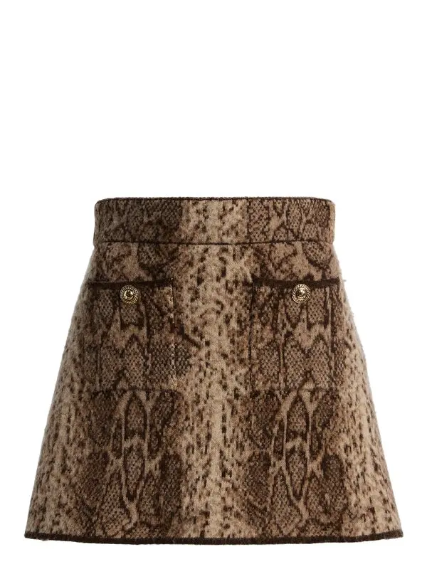 Cara Cara Dayton Snakeskin Wool Mini Skirt - Print