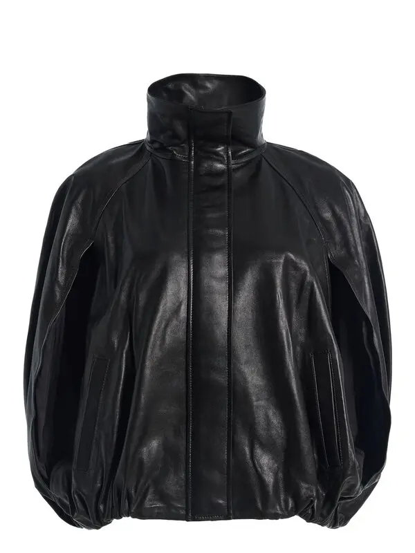Simkhai Jada Leather Cape Jacket - Black