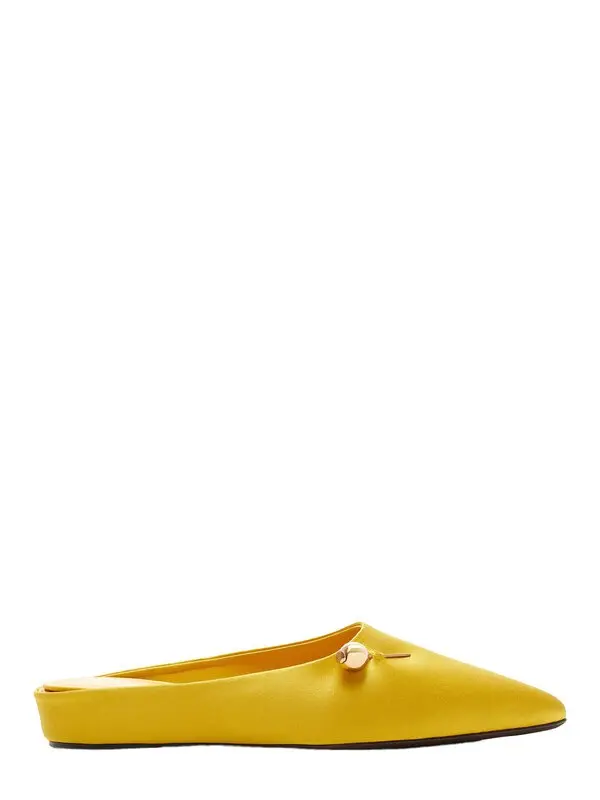 HERBERT LEVINE Satin Slip-on Mules With Gold Tone Detail - Yellow