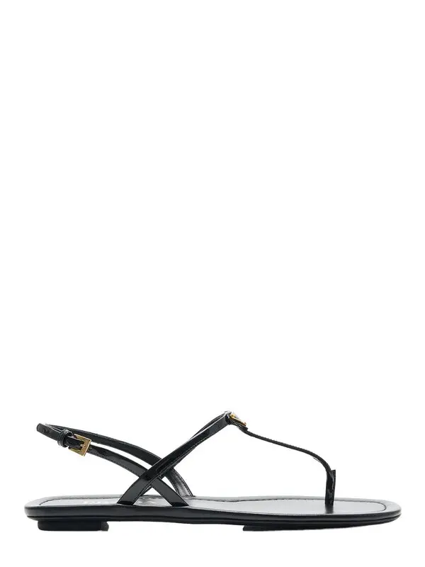 Prada Leather Slingback Sandals - Black