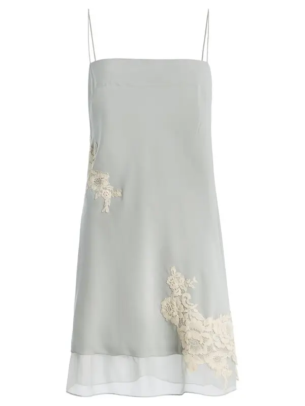 SIR. Noria Embroidered Silk Mini Dress - Blue