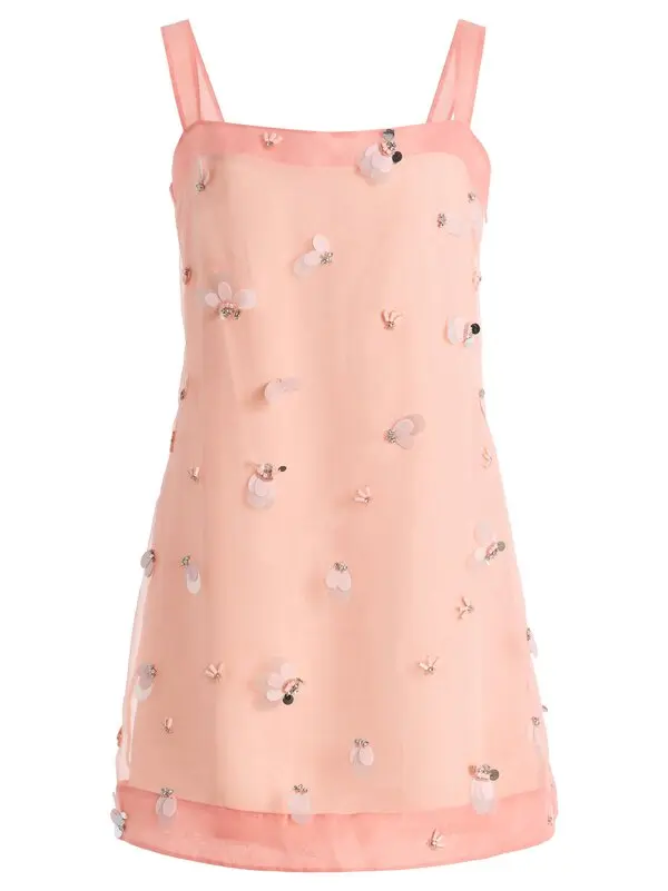 Simkhai Sumi Embellished Silk Mini Dress - Pink